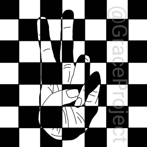 Digital Print Checkered Peace Hand .PNG - Etsy