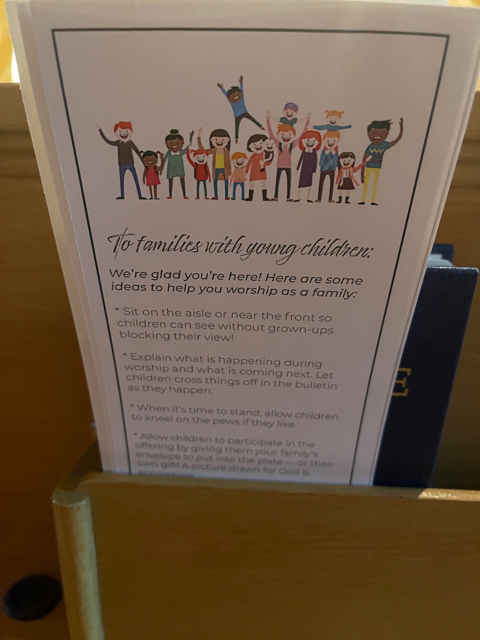 To Families With Young Children Pew Cards redesigned up to 500 Copies ...