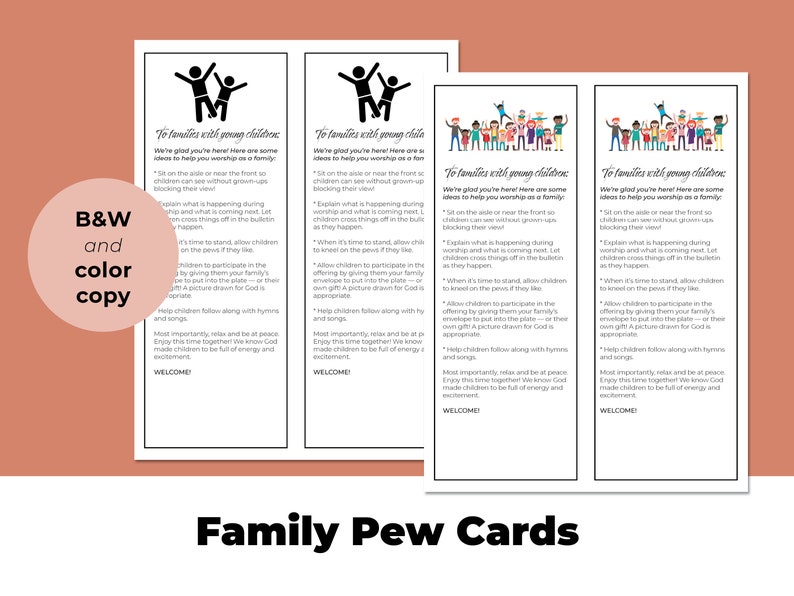 To Families With Young Children Pew Cards redesigned up to 500 Copies ...