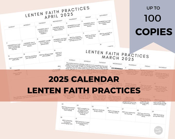 Faith Practices Calendar Lent 2025 - Etsy