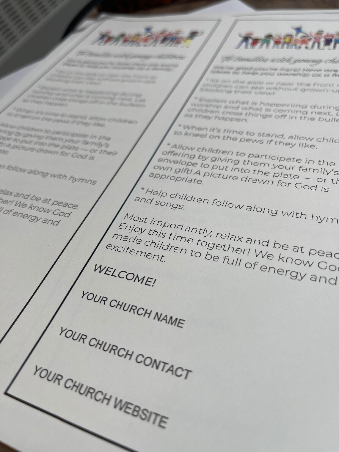 To Families With Young Children Pew Cards redesigned up to 500 Copies ...