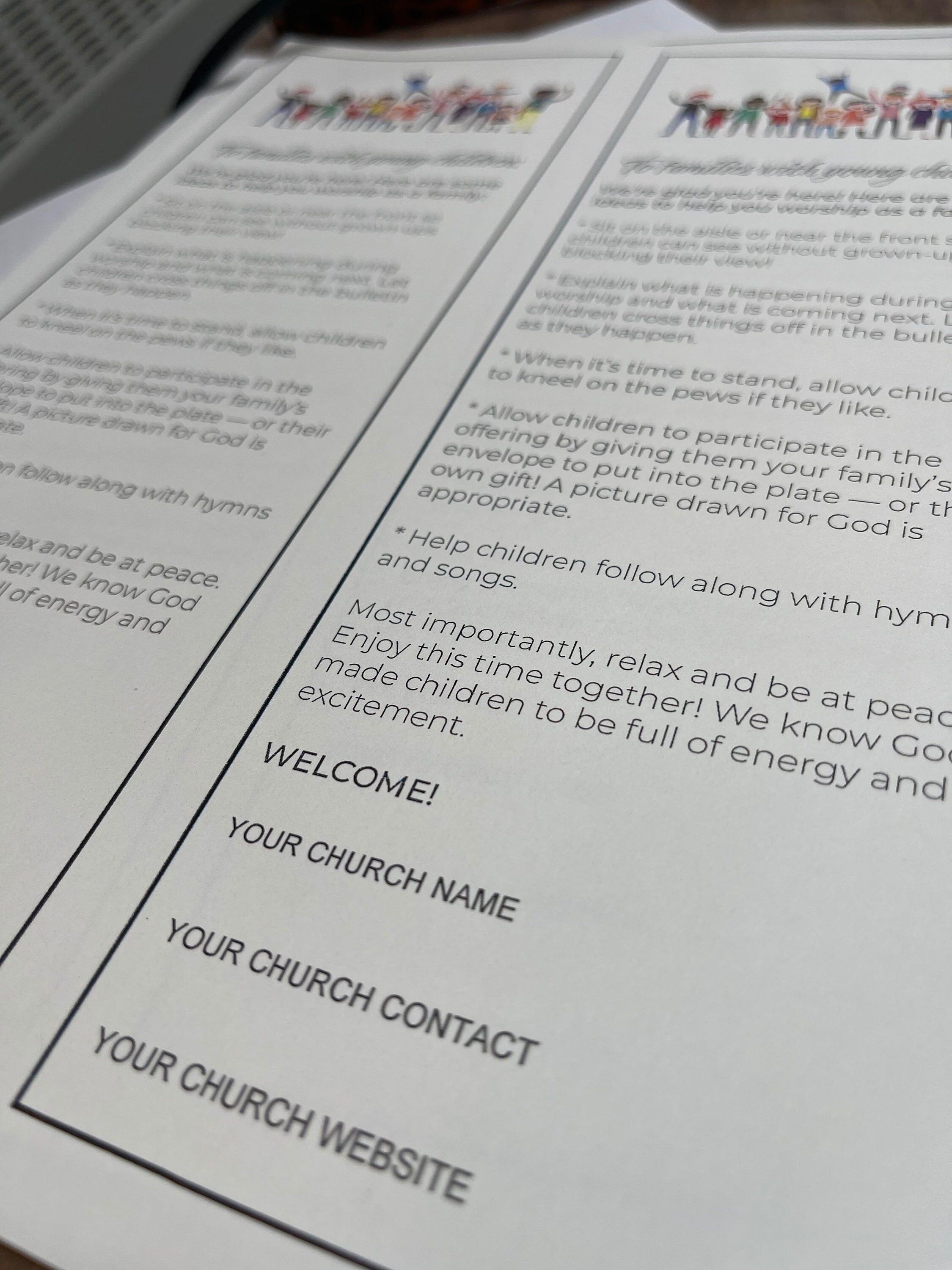 To Families With Young Children Pew Cards redesigned up to 500 Copies ...