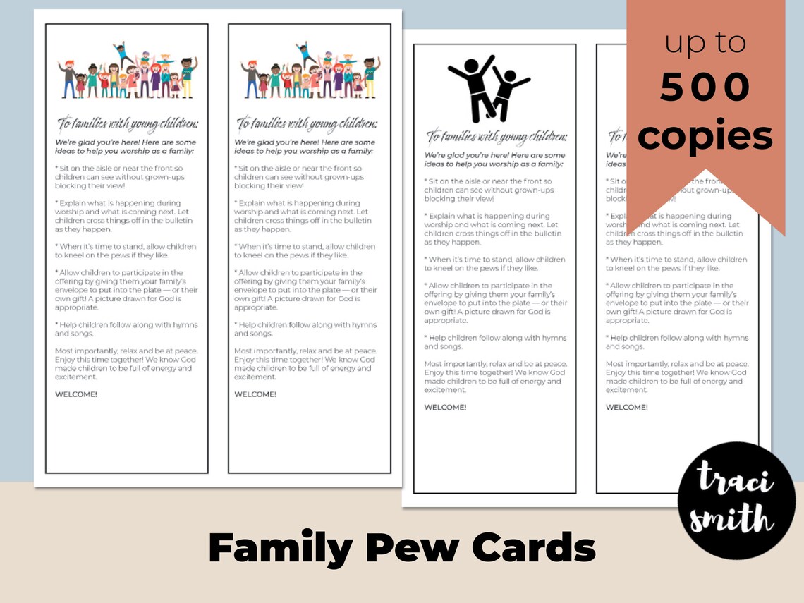 To Families With Young Children Pew Cards redesigned up to 500 Copies ...