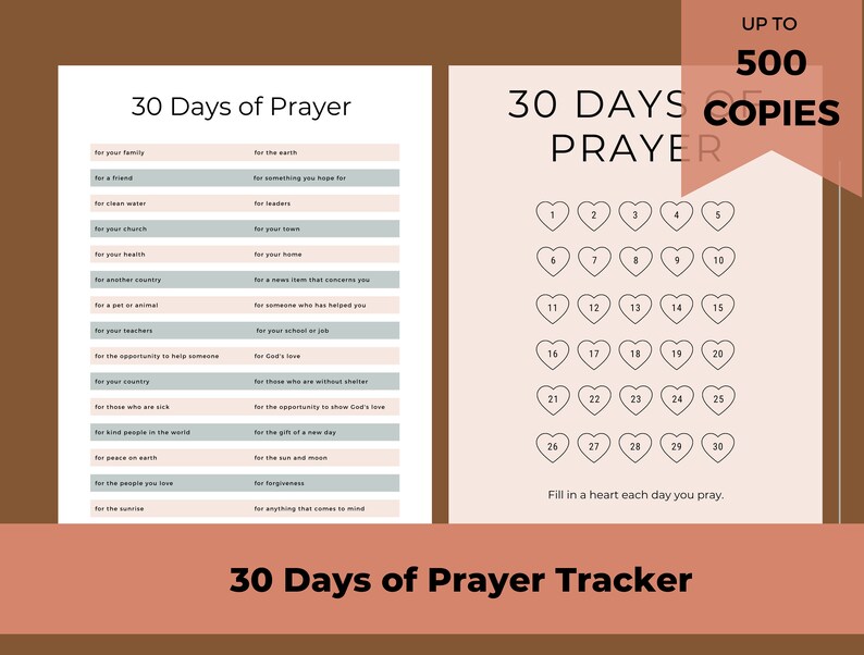 30 Days of Prayer Prompts and Tracker - Etsy