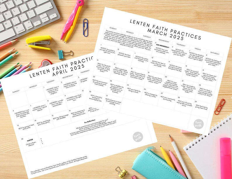 Faith Practices Calendar Lent 2025 - Etsy