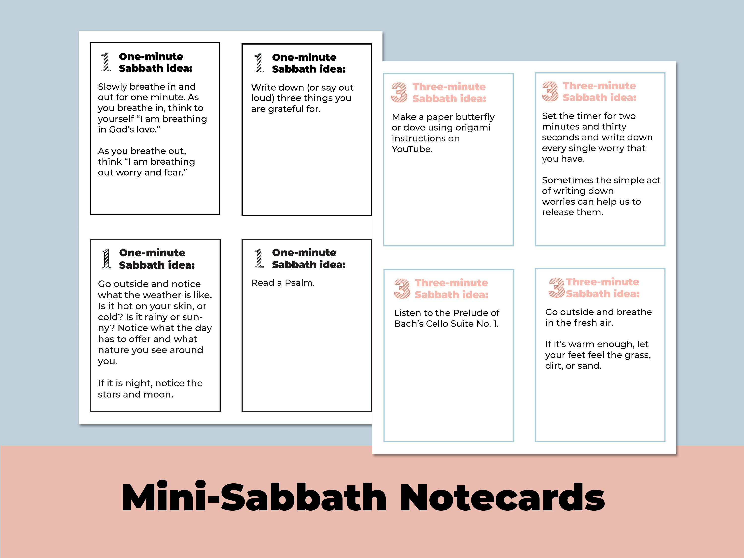 Mini Sabbath Notecards Ideas for 1 3 and 5 Minute - Etsy UK