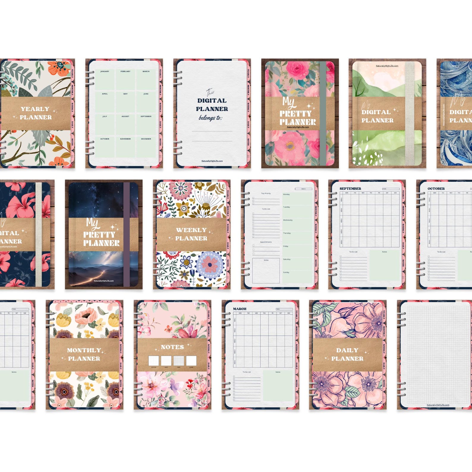 My Pretty Planner | 40-page Digital Planner With Clickable Tabs | 5 ...