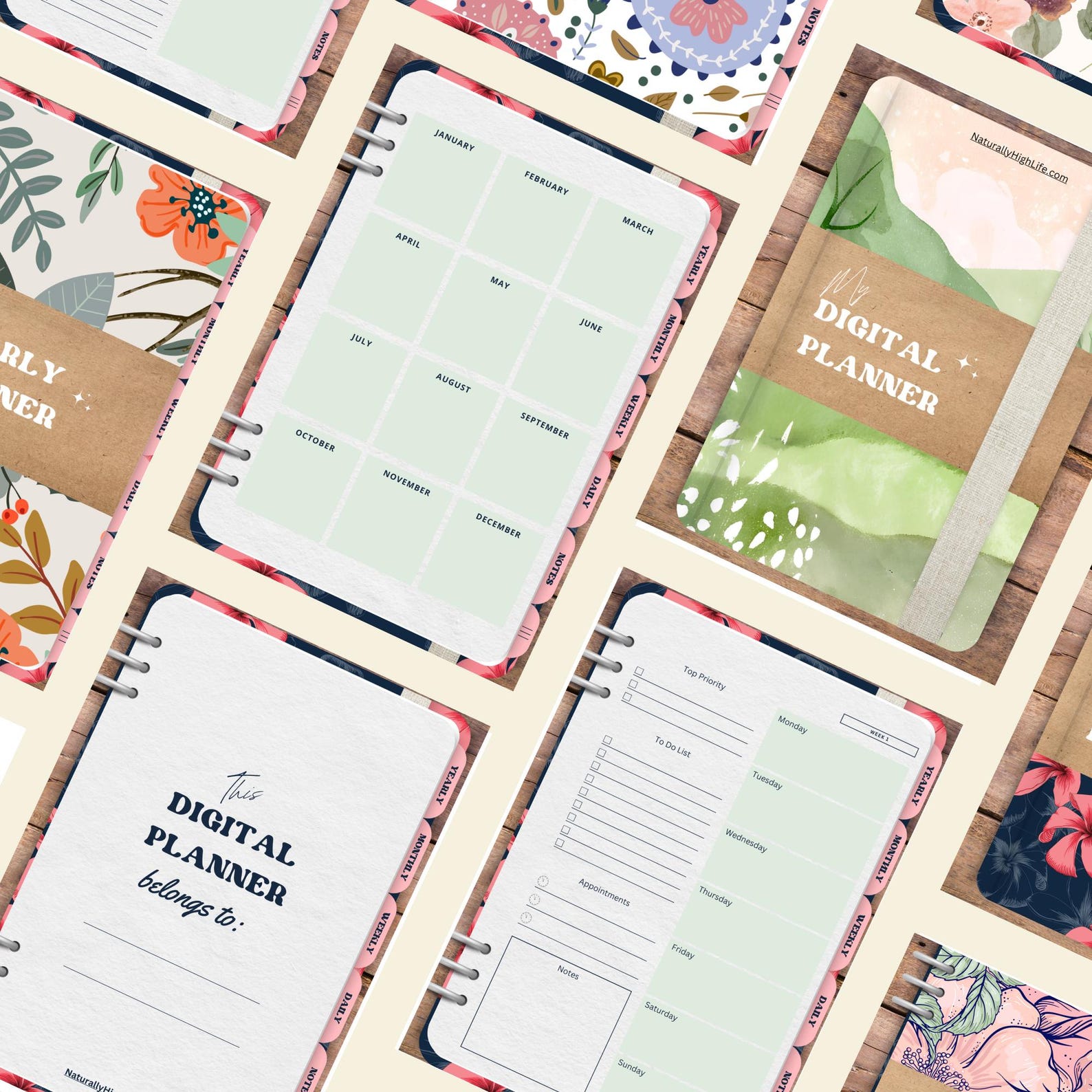 My Pretty Planner | 40-page Digital Planner With Clickable Tabs | 5 ...