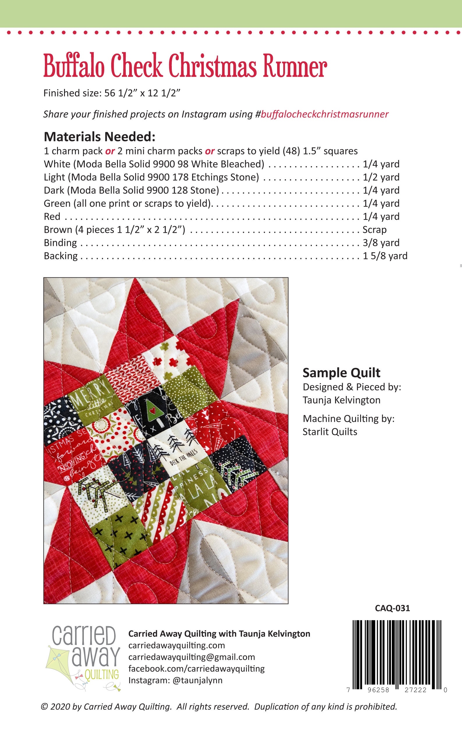 DIGITAL Pattern: Buffalo Check Christmas Runner - Etsy