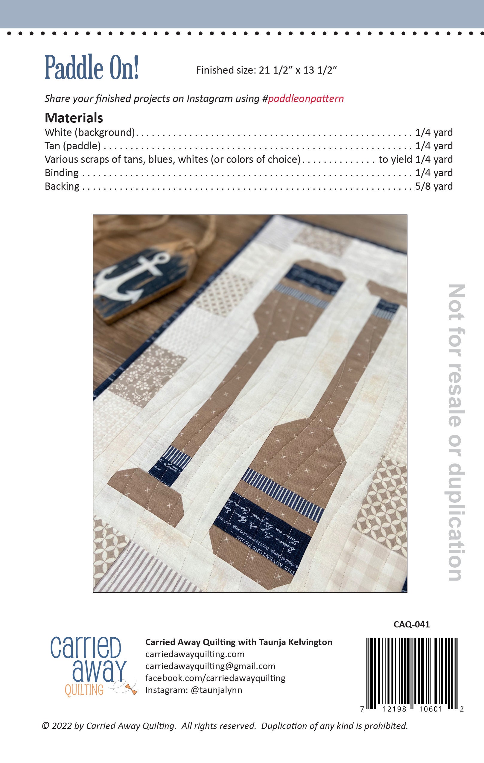 DIGITAL Pattern: Paddle on Mini Quilt - Etsy