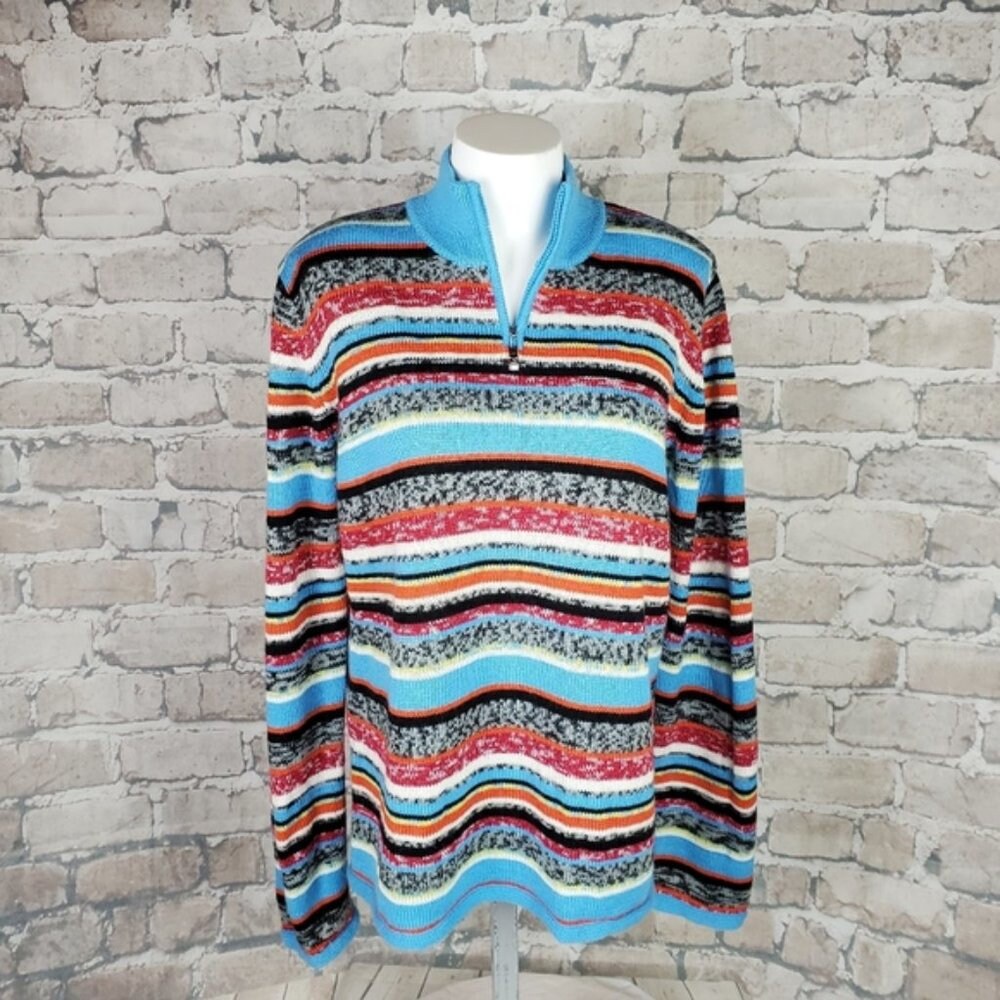 Vintage Vuarnet Sport Wool Blend 1/4 Zip Mock Neck Sweater Multicolor ...