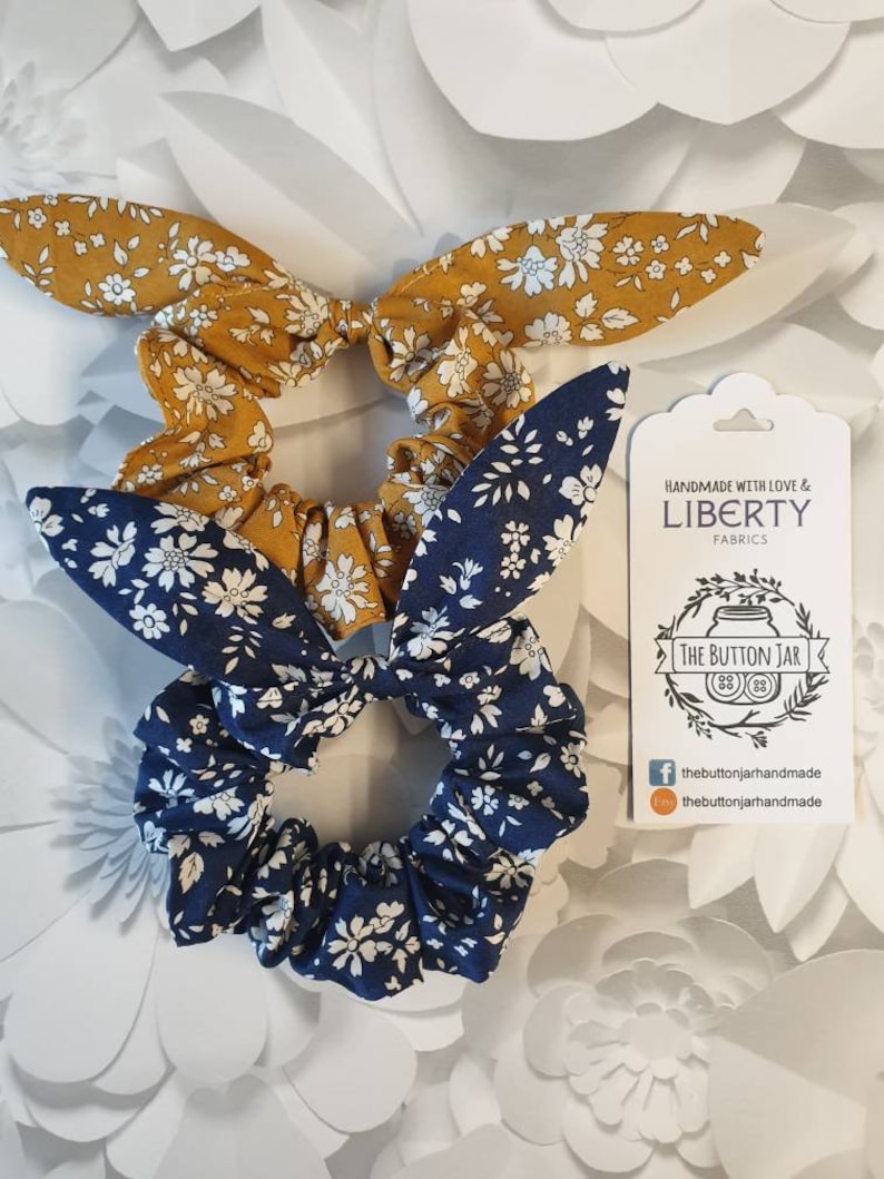 Liberty Capel mustard or navy fabric Scrunchie3 sizes or bow | Etsy