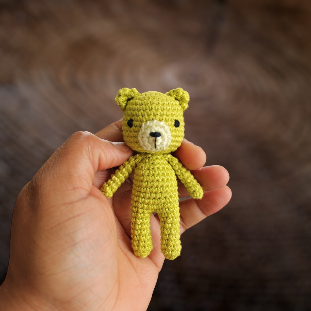 Mini Crochet Bear in Green Yellow and Lemon Chiffon - Etsy