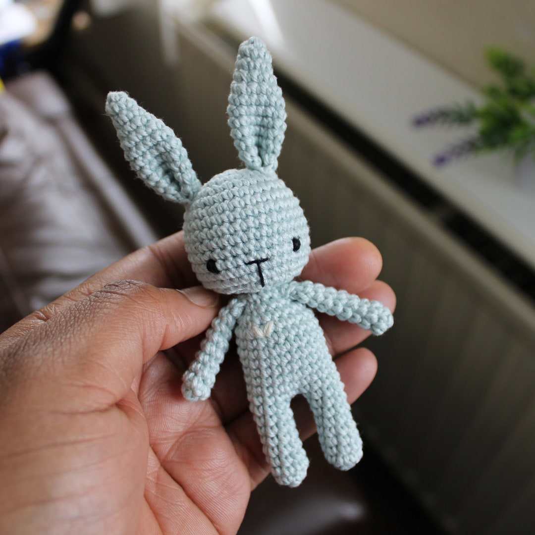 Mini Crochet Bunny in Ice Blue - Etsy