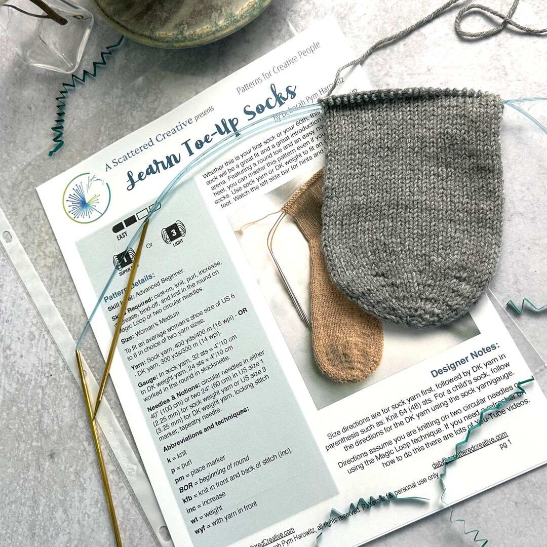 Knitted Socks Pattern: Easy Toe-up Method, Round Toe & Short-row Heel ...