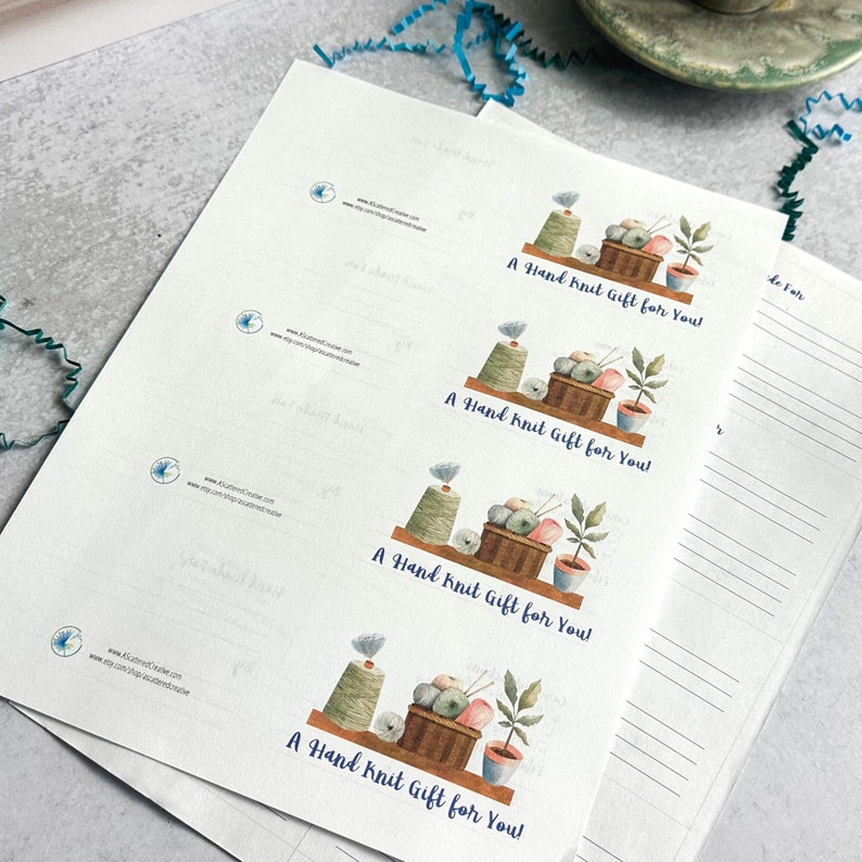 Gift Tag for a Hand-knit Gift, Care Instructions, Printable Card, Tells ...