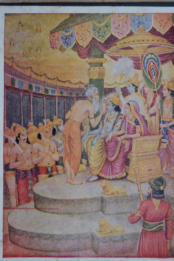 Ramayana Lord Rama Rajya Tilak Vintage India Mythological Old Religious ...