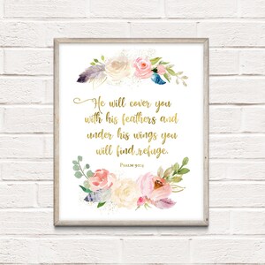 Psalm Wall Art, Christian Printables, Psalm 91, Farmhouse Decor ...