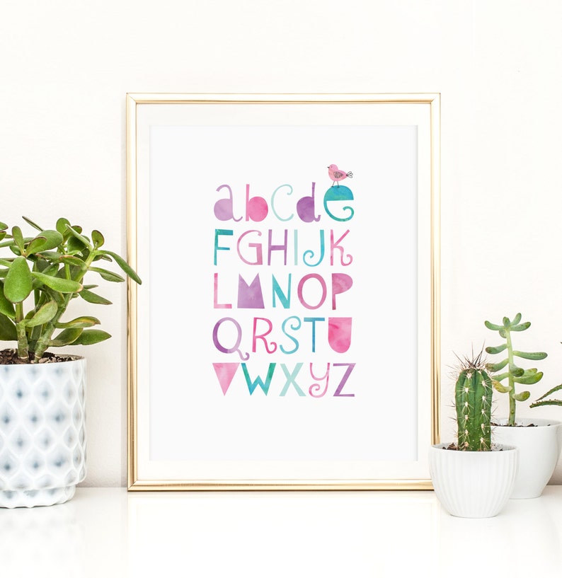 Alphabet Poster ABC Wall Art Alphabet Art ABC Nursery - Etsy