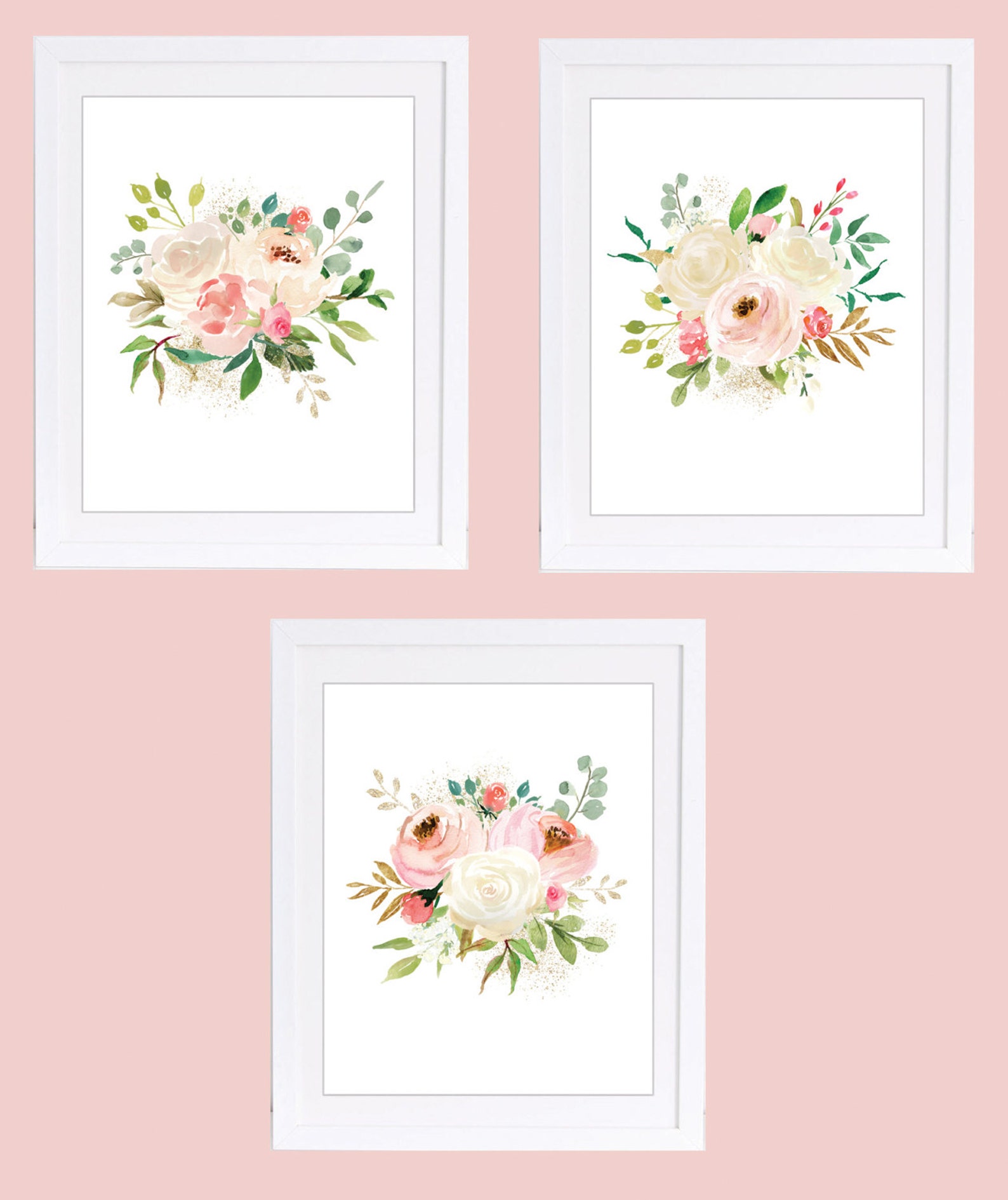 Floral Watercolor Nursery Prints Set of 3 Prints Watercolor - Etsy