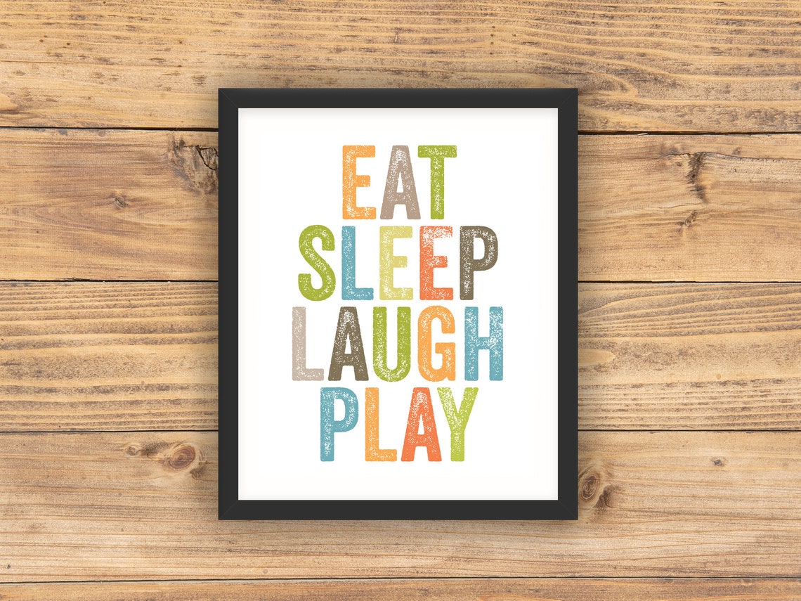Nursery Wall Art Playroom Printable Eat Sleep Laugh Play - Etsy