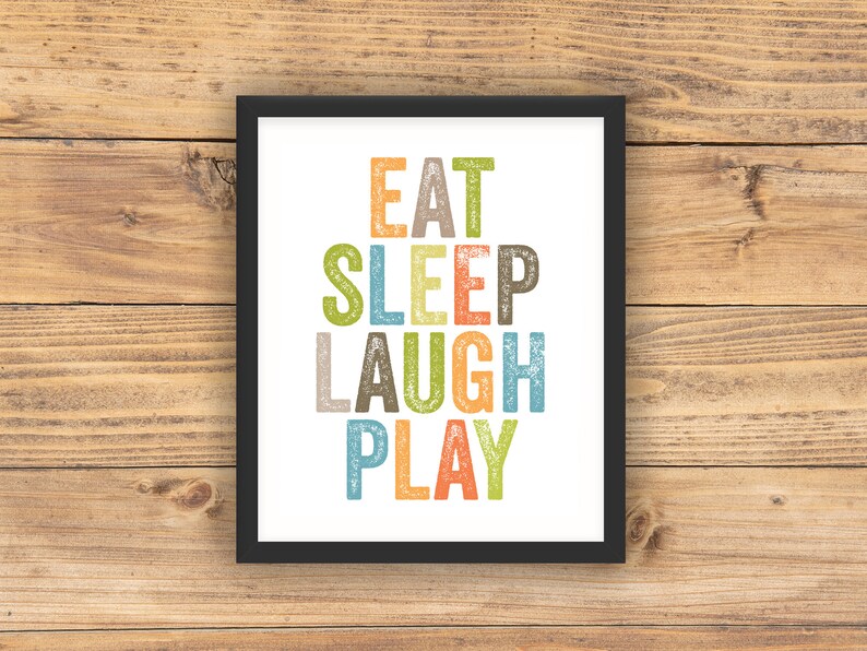 Nursery Wall Art Playroom Printable Eat Sleep Laugh Play - Etsy