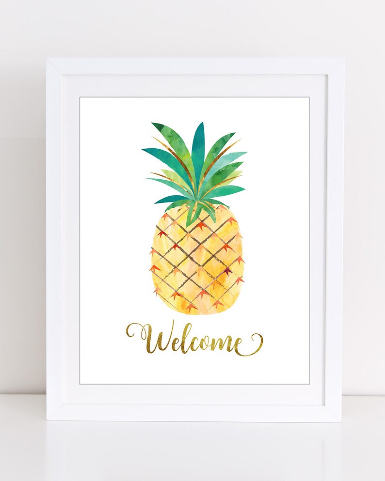 Welcome Print Pineapple Wall Art Entryway Print Welcome | Etsy