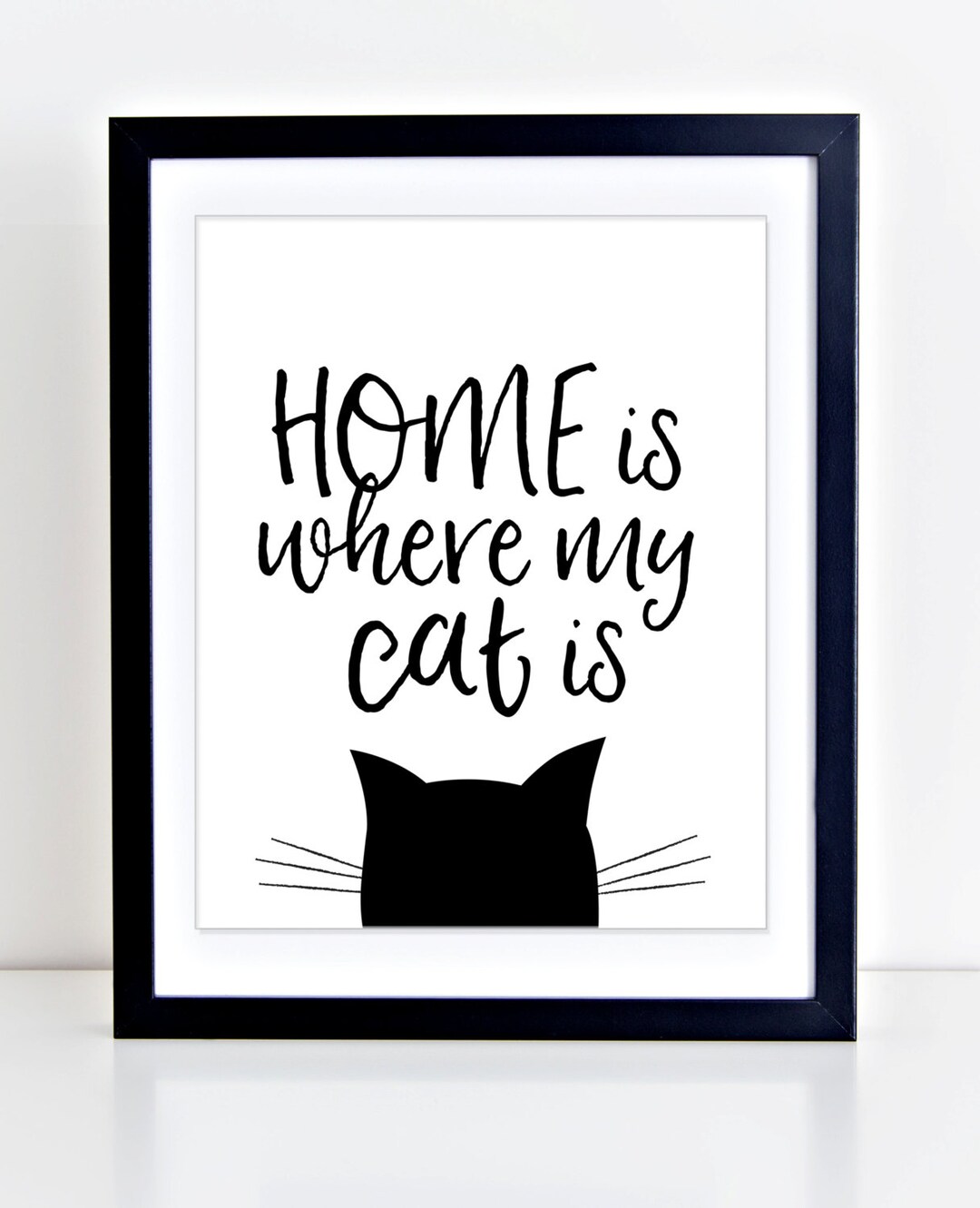Cat Wall Art, Cat Lover Gift, Home is Where My Cat Is, Cat Decor, Cat ...