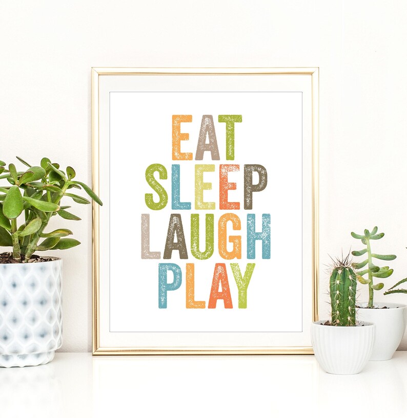 Nursery Wall Art Playroom Printable Eat Sleep Laugh Play - Etsy