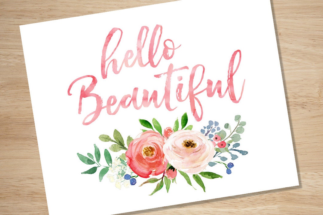Hello Beautiful Wall Art, Girls Nursery Wall Art, Pink Nursery Art ...