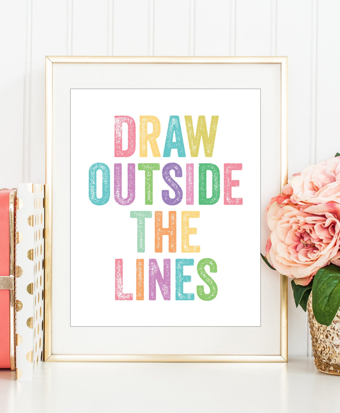 Playroom Wall Art: Draw Outside the Lines, Colorful Kids Print (digital ...