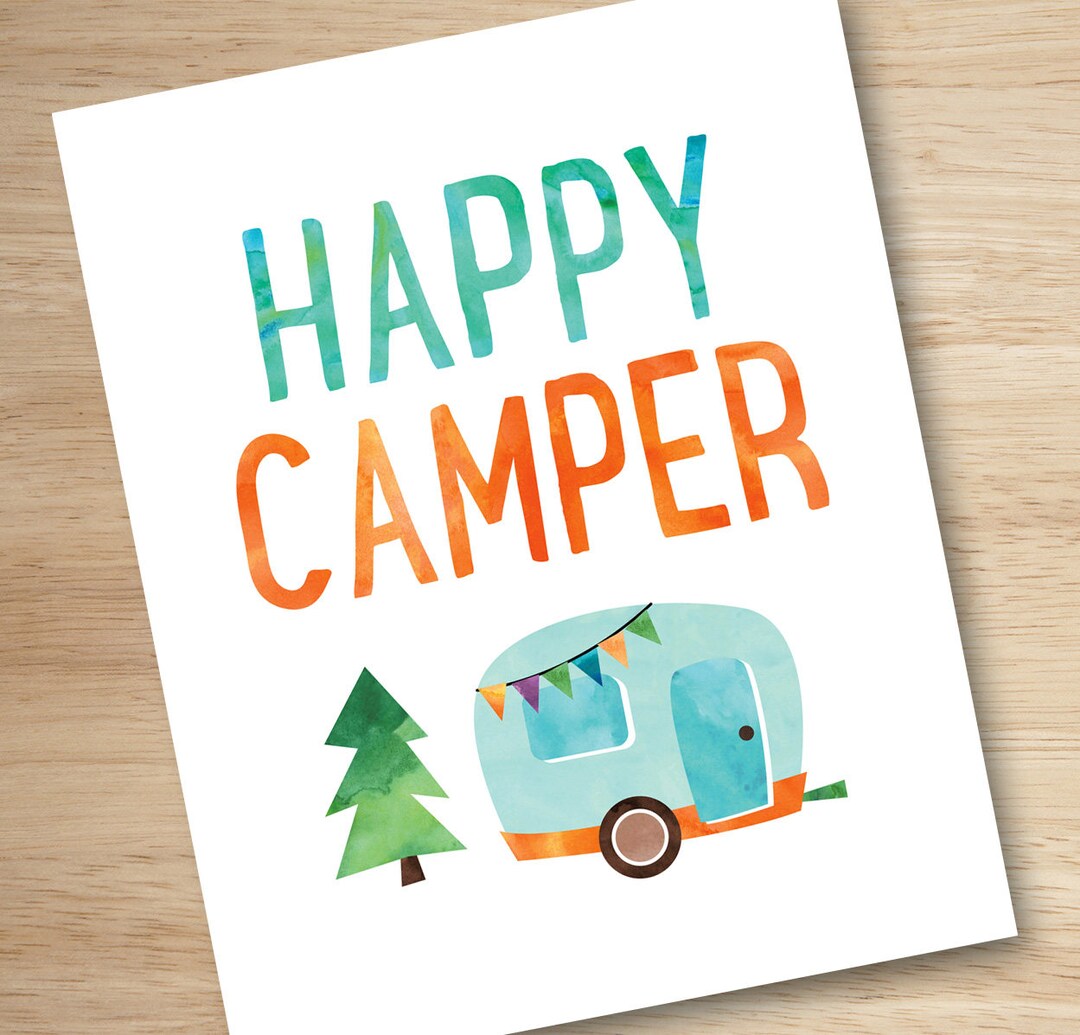 Happy Camper Print, Adventure Theme Nursery, Adventure Print, Camping ...