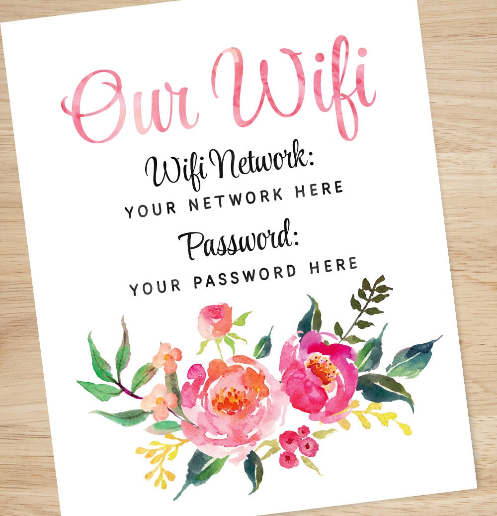 Personalized Wifi Sign Guest Room Sign Wifi Password Print - Etsy