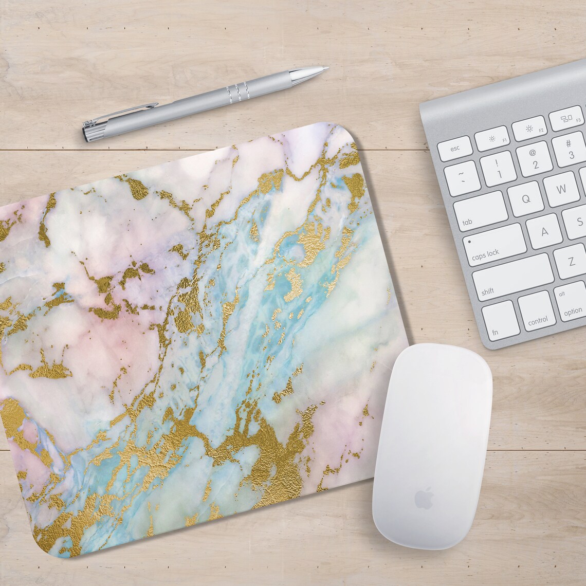 Marble Mouse Pad Chic Office Decor Pink Marble Mouse Pad | Etsy