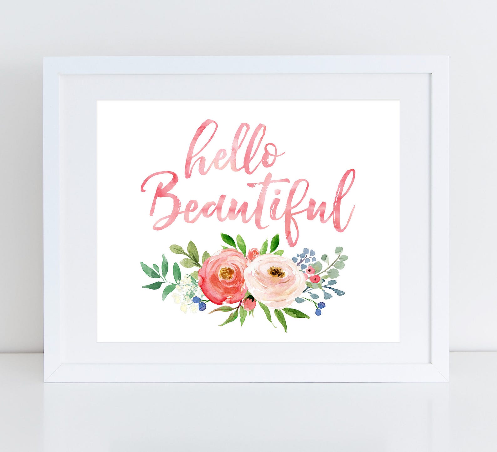 Hello Beautiful Wall Art, Girls Nursery Wall Art, Pink Nursery Art ...