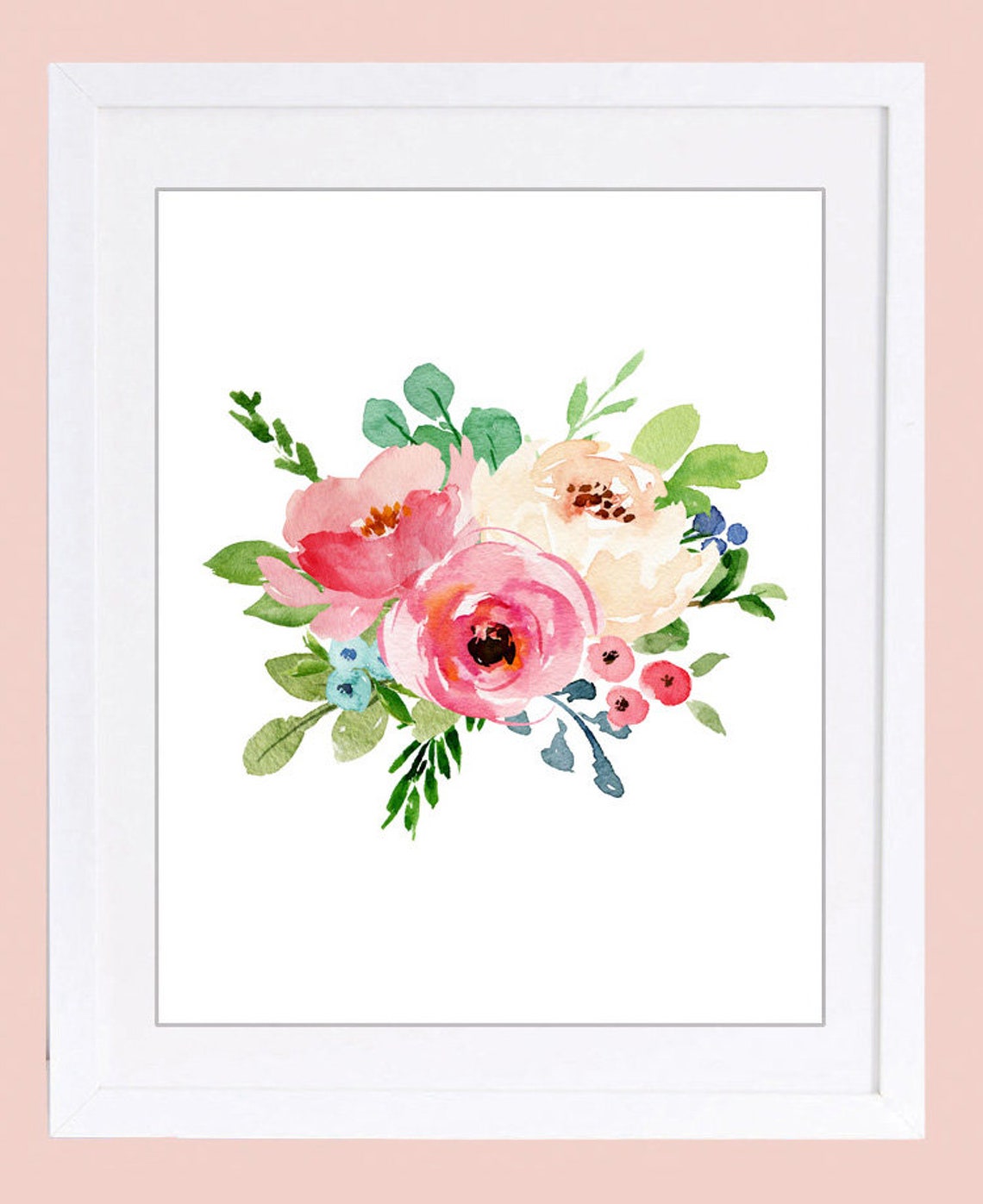 Set of 3 Prints, Pink Floral Wall Art, Your Quote Here, Floral ...