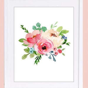 Set of 3 Prints, Pink Floral Wall Art, Your Quote Here, Floral ...