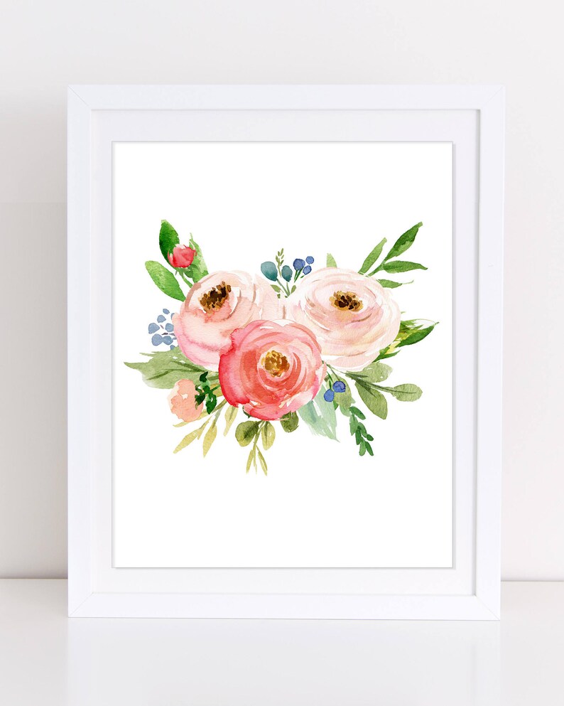 Set of 3 Prints, Hello Beautiful, Watercolor Roses, Hello Beautiful ...