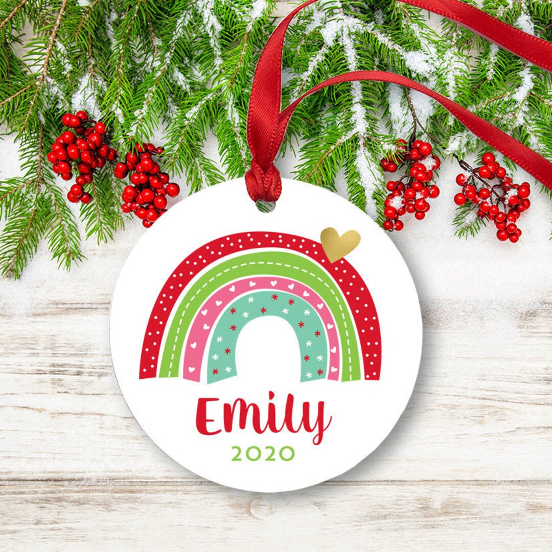 Personalized Rainbow Christmas Ornament: Kids Yearly Ornament - Etsy
