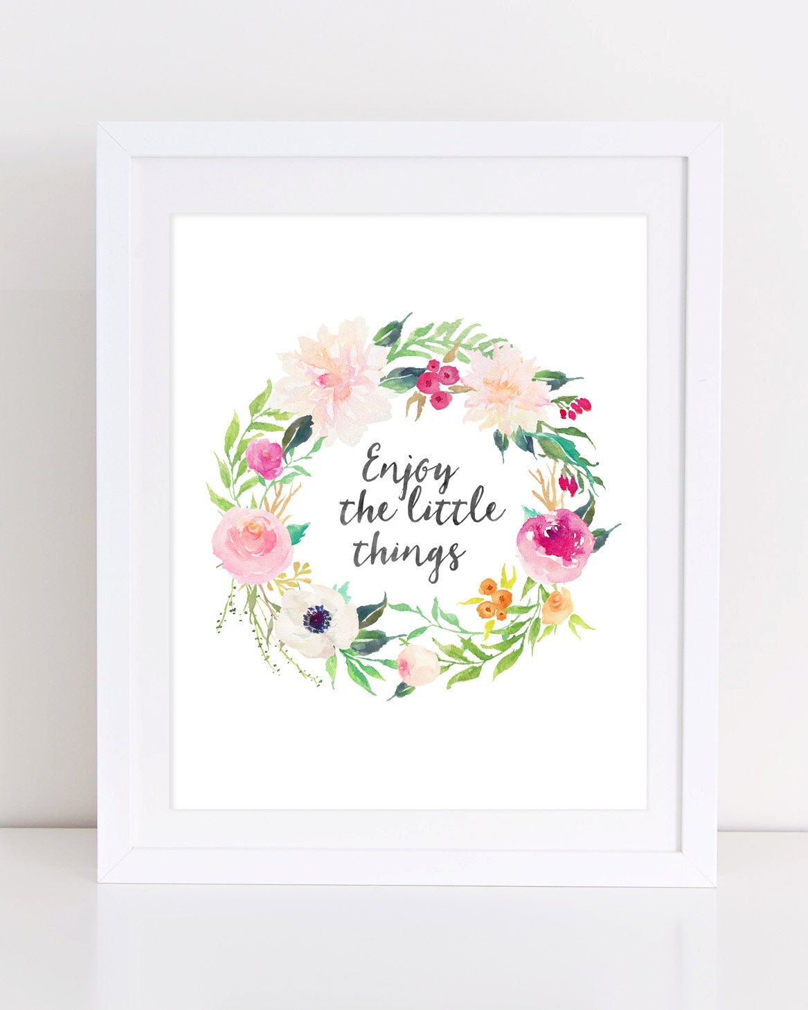 Enjoy the Little Things Printable Wreath Art Enjoy the | Etsy