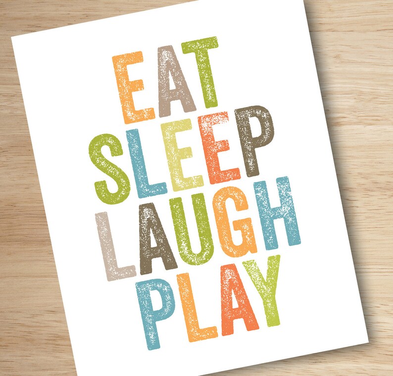 Nursery Wall Art Playroom Printable Eat Sleep Laugh Play - Etsy