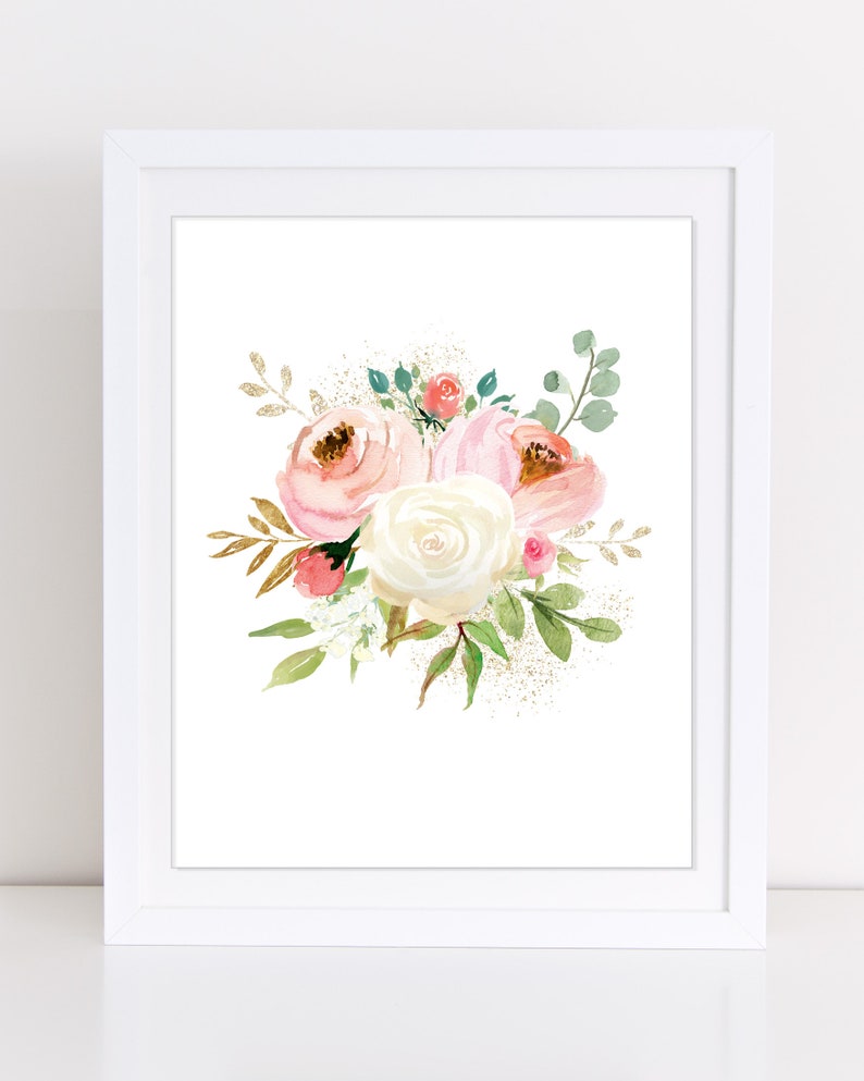 Floral Watercolor Wall Art Girls Nursery Wall Art Custom | Etsy