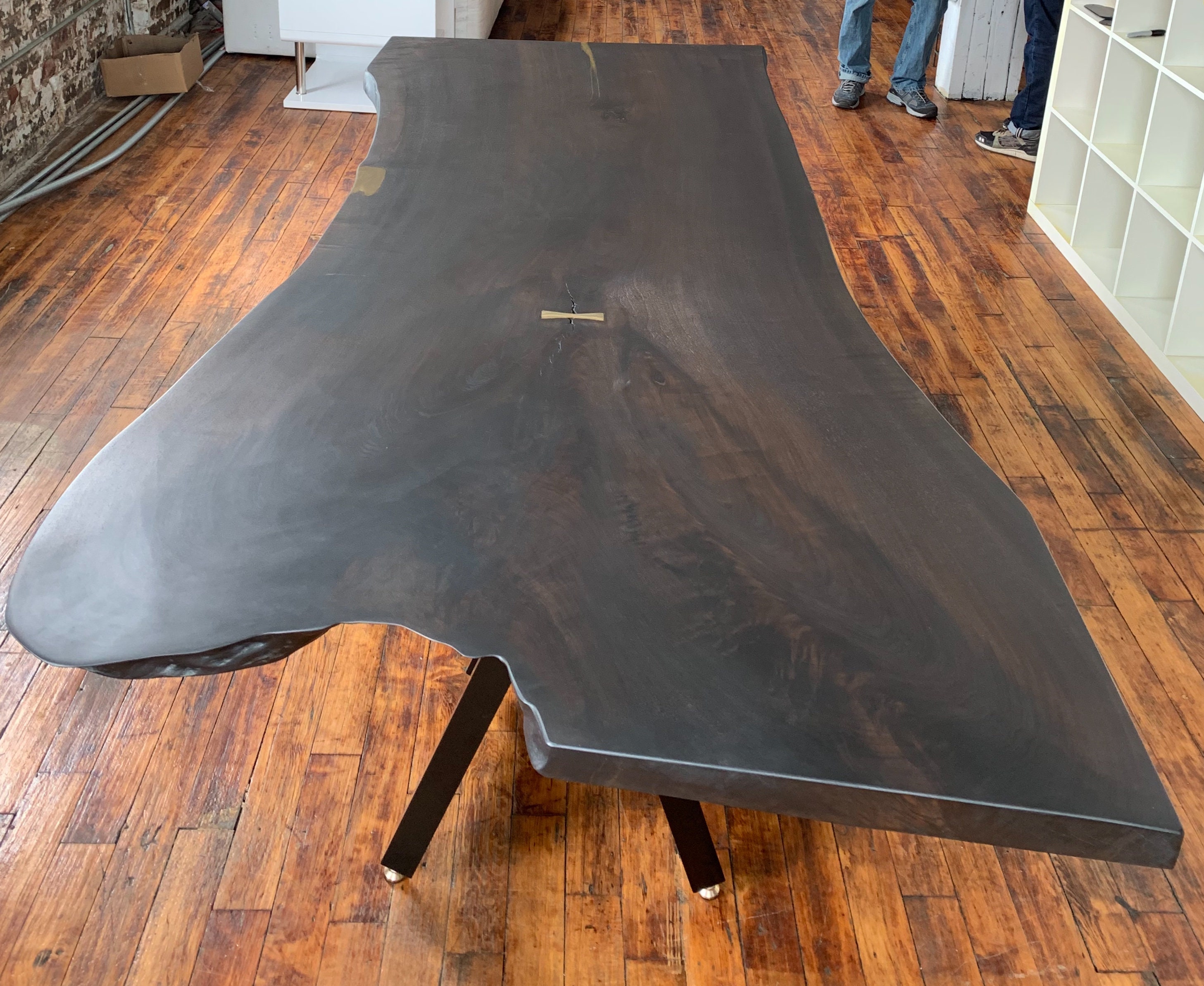 Ebonized Walnut Dining Table or Desk - Live Edge With Charcoal Finish ...