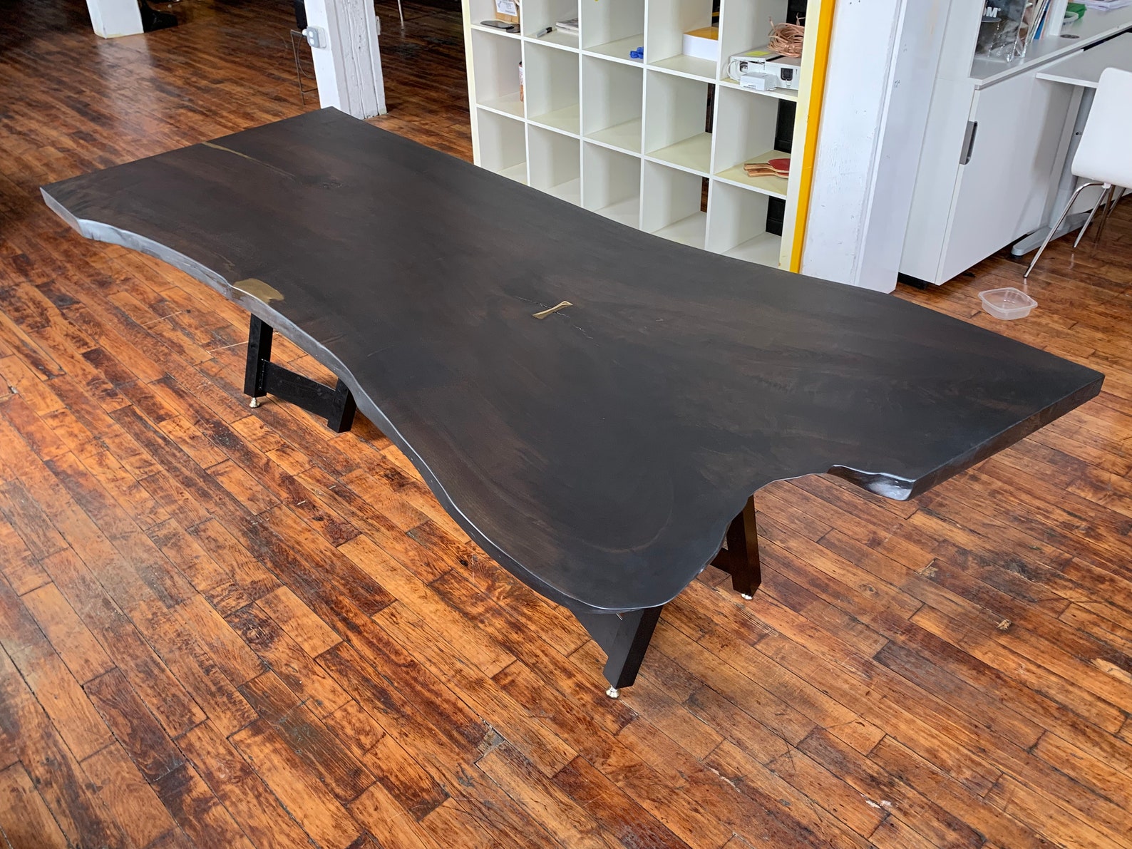 Ebonized Walnut Dining Table or Desk - Live Edge With Charcoal Finish ...