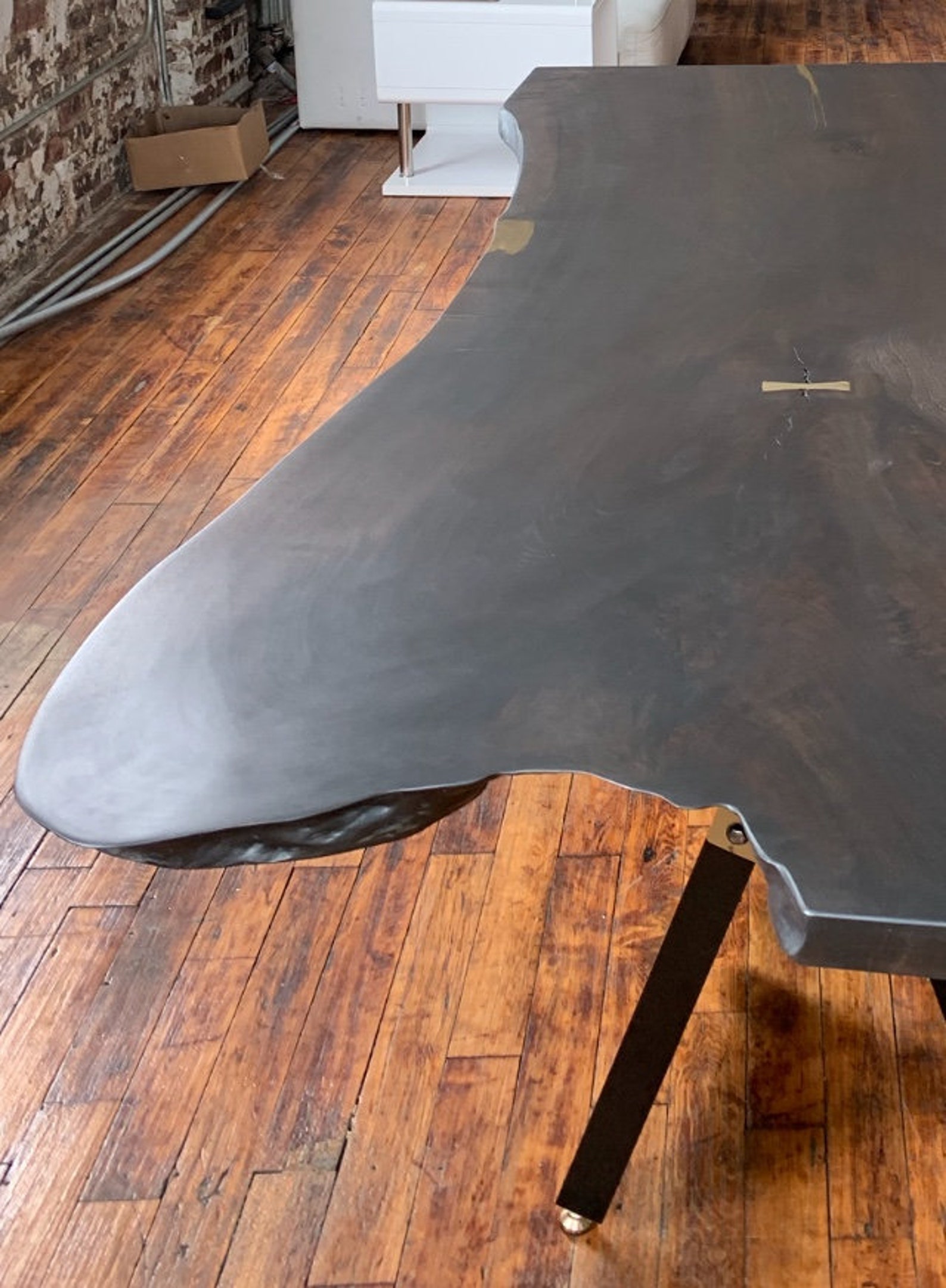 Ebonized Walnut Dining Table or Desk - Live Edge With Charcoal Finish ...