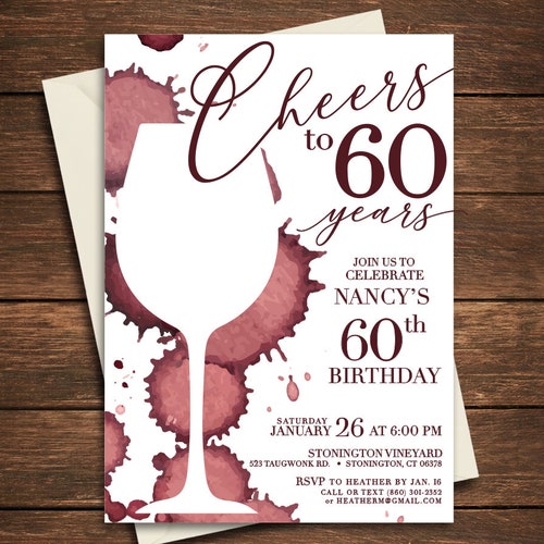 Birthday Party Invitation Aged To Perfection Wine Theme Etsy