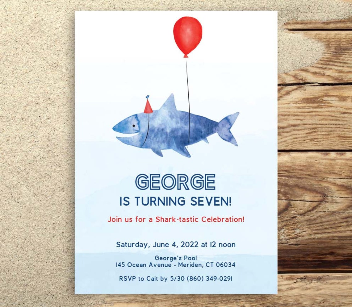 Jaws Birthday Invitation | Jawsome Birthday Invitation | Jaw-some ...