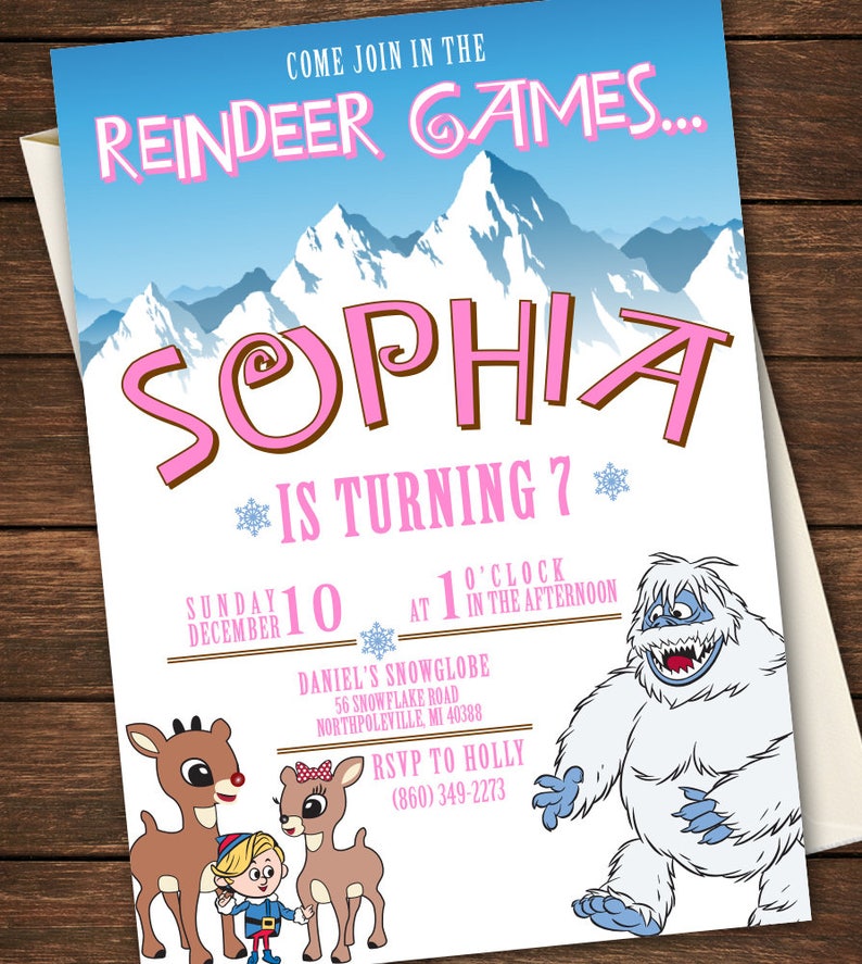 Christmas Birthday, Rudolph Birthday, Christmas Birthday Invitation ...