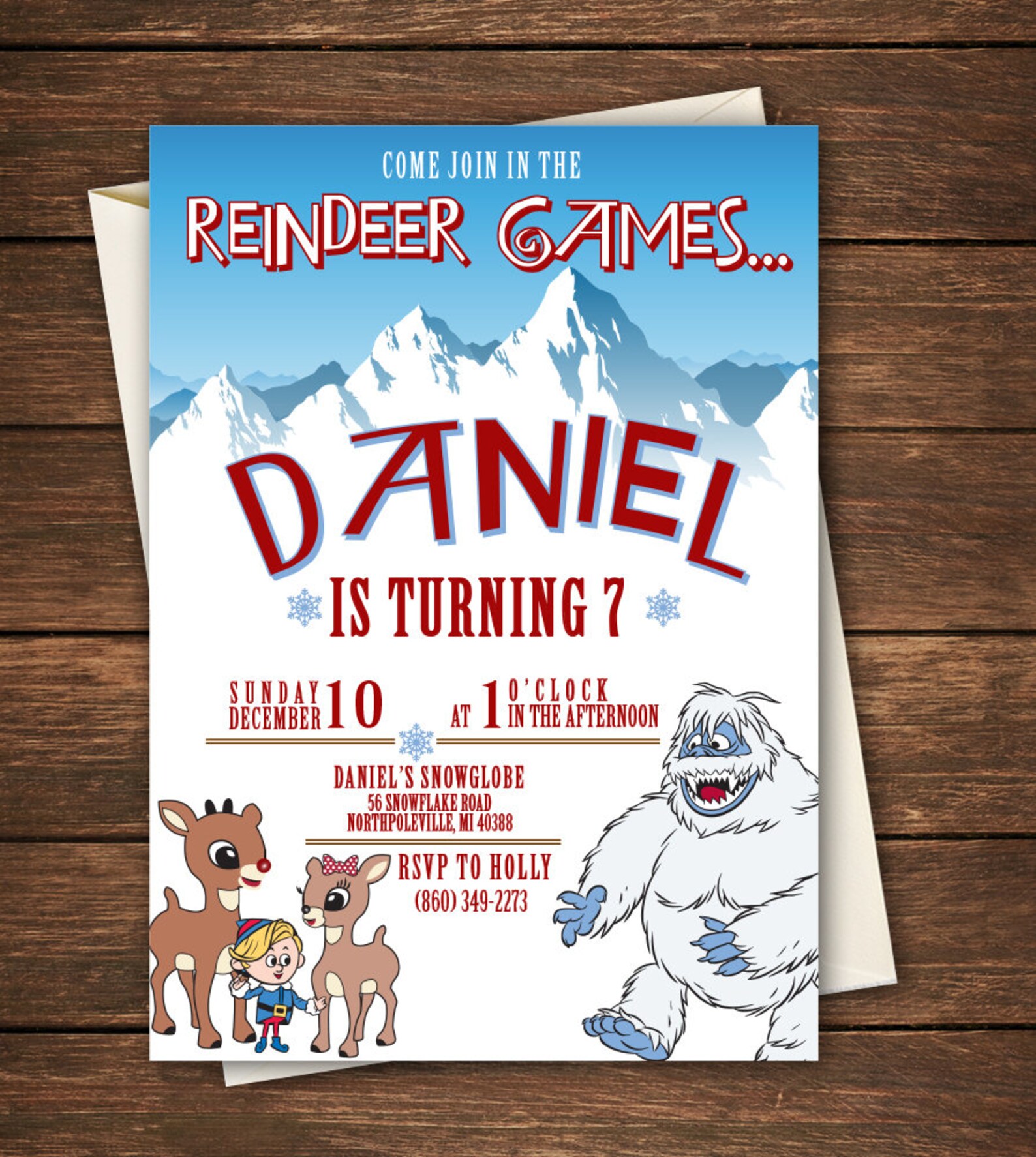 Christmas Birthday, Rudolph Birthday, Christmas Birthday Invitation ...