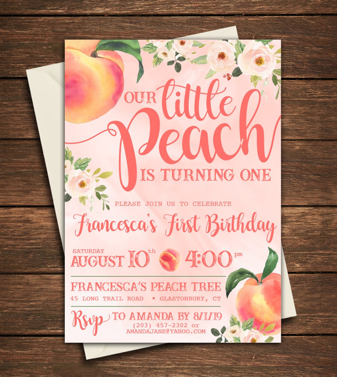 Peach Birthday, Peach Birthday Party, Peach Invitation, Our Little ...
